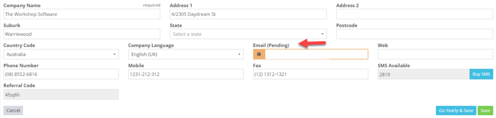 Use your own email - Workshop Software
