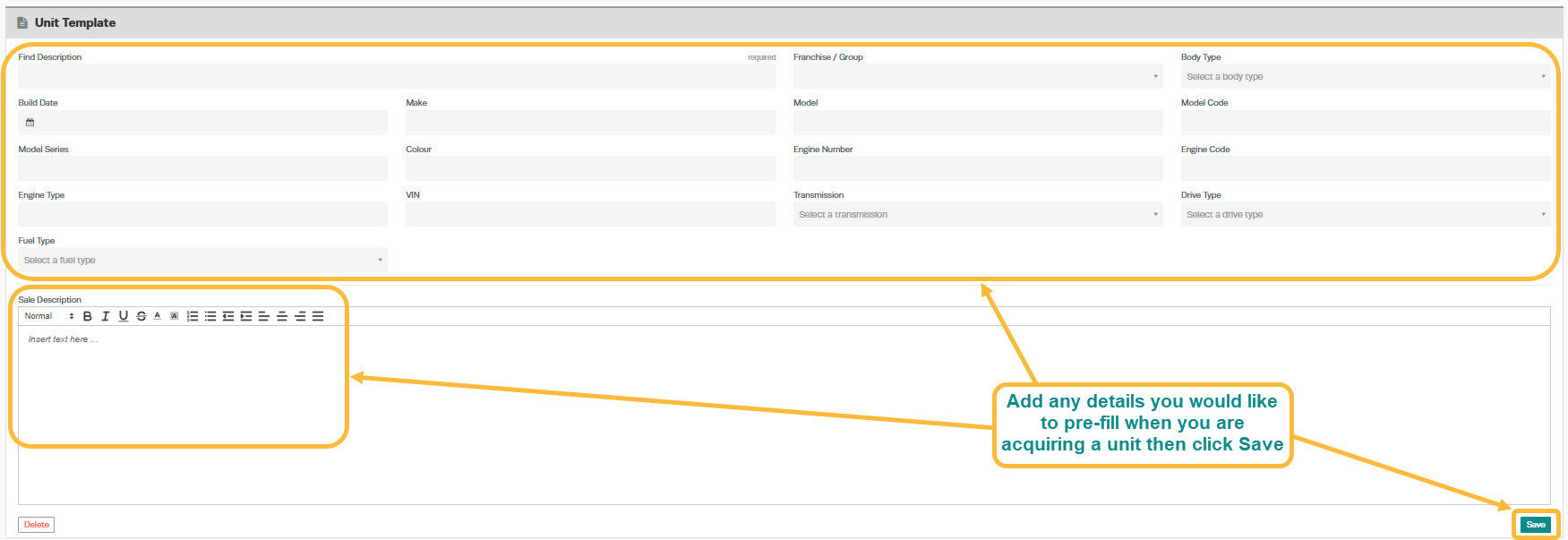Create Dealership Templates - Workshop Software