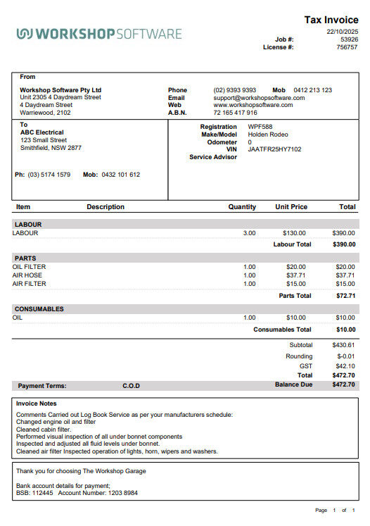What are the invoice formats - Workshop Software | Workshop Management ...